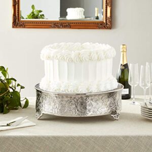 Elegance Round Ornate Wedding Cake Stand, 18-Inch, Silver