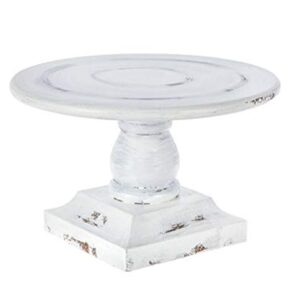 Round Whitewash Special Occasion Wood Cake Stand | Wooden Centerpiece Tray for Party, 10.4" D x 6.3" H (1) (1)