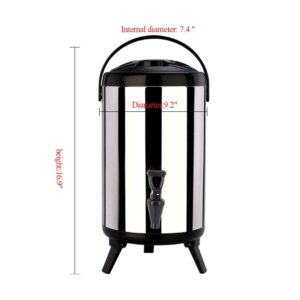 4 Pack Stainless Steel Insulated Barrel Double Walled 1.59 Gallon Beverage Dispenser with Spigot Keep Hot Water Milk Tea Coffee Juice, Home Party Use (Black)