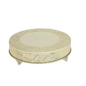 balsacircle 22-inch wide silver round embossed cake stand riser - wedding birthday dessert display pedestal centerpiece wholesale