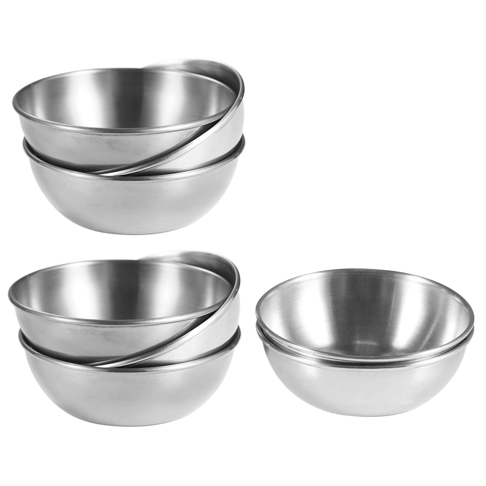 HEYCAHVA Stainless Steel Sauce Dishes, 8PCS 3.2 Inch Stainless Steel Prep Bowls Round Seasoning Dishes Sushi Dipping Sauce Bowl Mini Appetizer Plates Serving Bowl