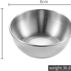 HEYCAHVA Stainless Steel Sauce Dishes, 8PCS 3.2 Inch Stainless Steel Prep Bowls Round Seasoning Dishes Sushi Dipping Sauce Bowl Mini Appetizer Plates Serving Bowl