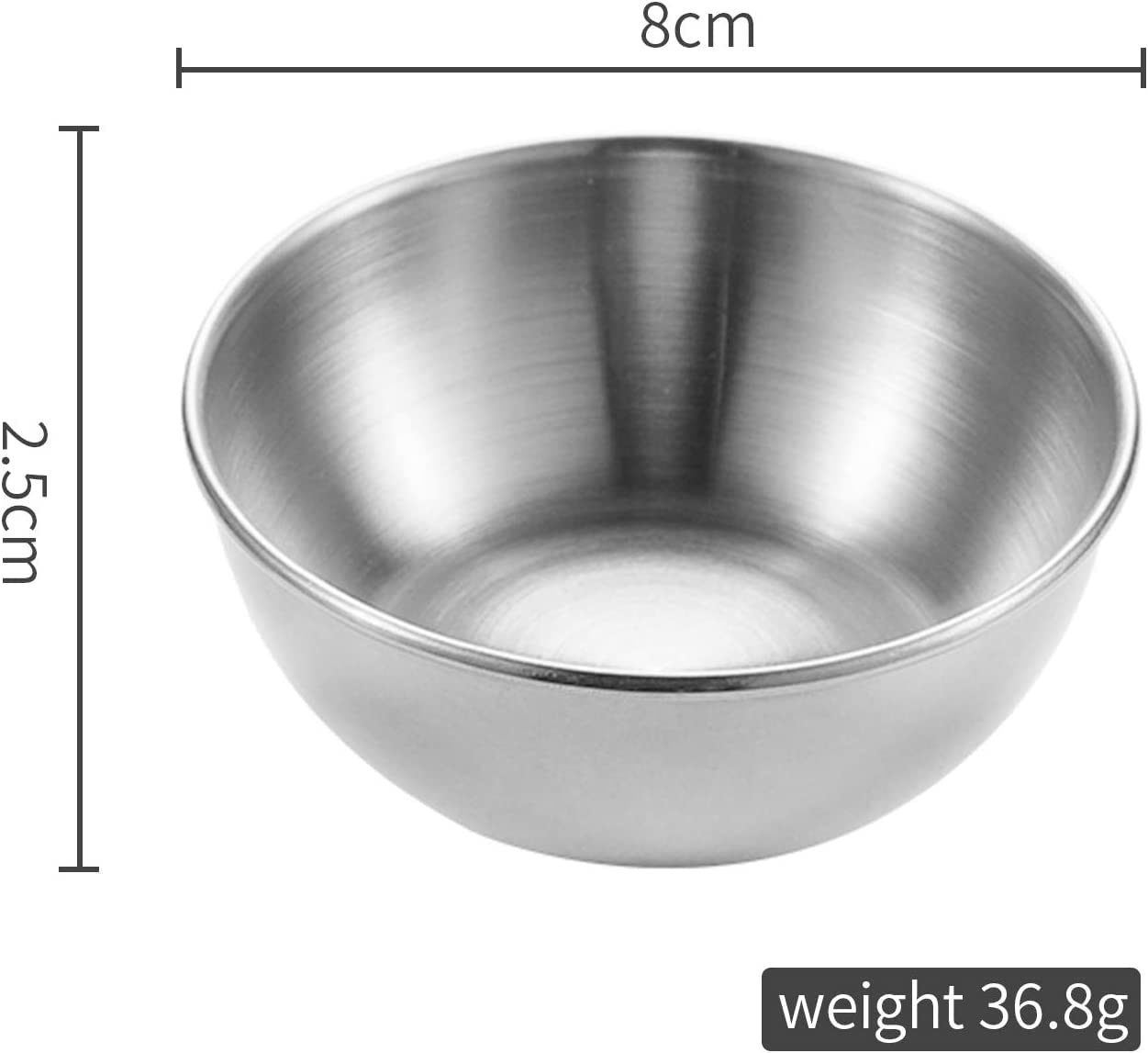 HEYCAHVA Stainless Steel Sauce Dishes, 8PCS 3.2 Inch Stainless Steel Prep Bowls Round Seasoning Dishes Sushi Dipping Sauce Bowl Mini Appetizer Plates Serving Bowl