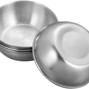 HEYCAHVA Stainless Steel Sauce Dishes, 8PCS 3.2 Inch Stainless Steel Prep Bowls Round Seasoning Dishes Sushi Dipping Sauce Bowl Mini Appetizer Plates Serving Bowl