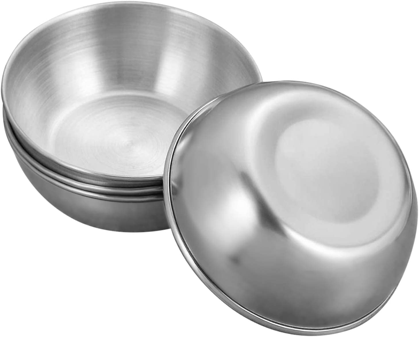 HEYCAHVA Stainless Steel Sauce Dishes, 8PCS 3.2 Inch Stainless Steel Prep Bowls Round Seasoning Dishes Sushi Dipping Sauce Bowl Mini Appetizer Plates Serving Bowl