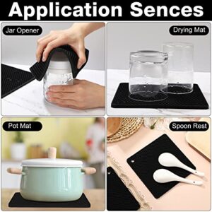 Bokon 12 Pcs Silicone Trivet for Hot Dishes 7'' Square Silicone Trivet Mats Heat Resistant Pot Holders Black Anti Slip Silicone Pot Mat Table Placemats for Pots and Pans Hot Pad for Kitchen Counter