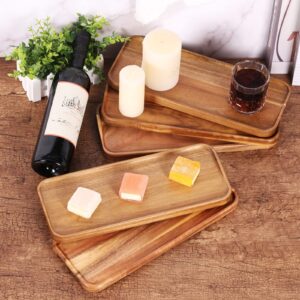 ASLASL Wood Serving Platter 14inx5.5in Natural Acacia Wood Tray,Tea/drinkdinner Tray,Snack Tray,for Home Kitchen Decor,Food,Fruit,Charcuterie,Appetizer Serving Tray,Cheese Board(3PCS/13.78in)