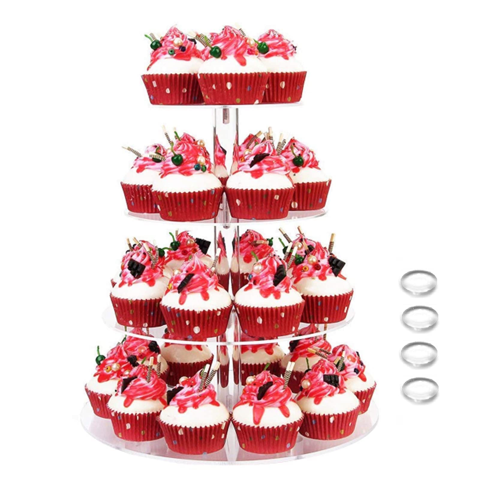 SOQKEEN 4 Tier Acrylic Cupcake Stands for Dessert Table Cupcake Tower for Wedding Birthday Afternoon Tea Theme Party Decoration