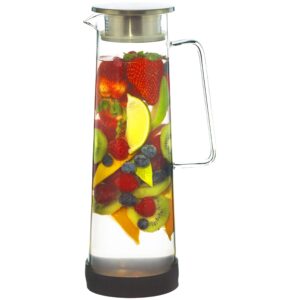 grosche - bali glass water pitcher - fruit infuser water pitcher - glass iced tea pitcher with lid - stainless steel filter - borosilicate glass pitcher - glass pitcher with lid - sangria pitcher