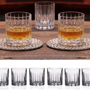 Double Old Fashioned Crystal Glasses, Set of 6 Whiskey Glasses, Perfect for Serving Scotch, Cocktails, or Mixed Drinks. (New York) pattern