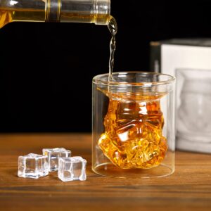 Konpwine Whiskey Decanter Transparent Creative Bottle Whiskey Decanter Set Whiskey Carafe for Wine, Liquor, Scotch, Bourbon, Brandy,Gifts for Dad,Husband,Boyfriend. (A-Bottle+2 Glasses)