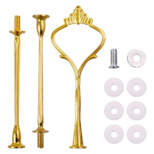 3-Tier 14.6'' Cupcake Stand Hardware Fittings, Metal Mold Crown Holder DIY Making for Fruit Plate Cake Stand Snack Tray Replacement Parts for Tea Party Wedding Decoration (6 Sets - Gold)