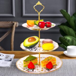 3-Tier 14.6'' Cupcake Stand Hardware Fittings, Metal Mold Crown Holder DIY Making for Fruit Plate Cake Stand Snack Tray Replacement Parts for Tea Party Wedding Decoration (6 Sets - Gold)