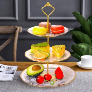 3-Tier 14.6'' Cupcake Stand Hardware Fittings, Metal Mold Crown Holder DIY Making for Fruit Plate Cake Stand Snack Tray Replacement Parts for Tea Party Wedding Decoration (6 Sets - Gold)