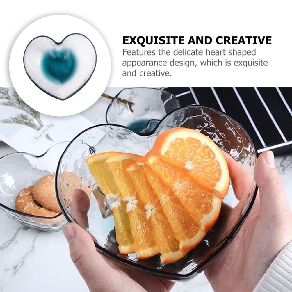 Cabilock Heart Shaped Bowl Glass Salad Bowl Fruit Candy Snack Bowl Food Serving Bowl Transparent Food Storage Container