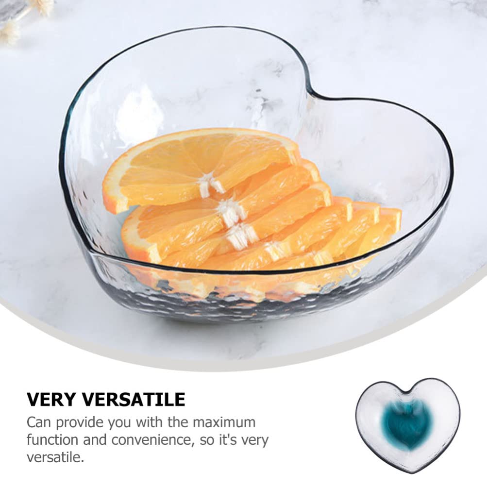 Cabilock Heart Shaped Bowl Glass Salad Bowl Fruit Candy Snack Bowl Food Serving Bowl Transparent Food Storage Container