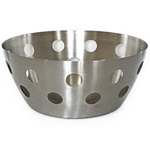 StainlessLUX 76324 Brushed Stainless Steel Fruit Bowl/Bread Basket, Round-shaped with Polka Dot Design - Fine serveware for your home