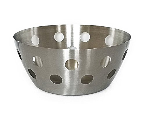 StainlessLUX 76324 Brushed Stainless Steel Fruit Bowl/Bread Basket, Round-shaped with Polka Dot Design - Fine serveware for your home