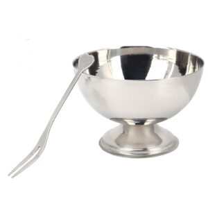 Stainless Steel Dessert Bowl with a Fork, Ice Cream Cup Kitchen Resuable Serving Dessert Dish Bowl for Salad Fruit Pudding on Hotel Restaurants Home Kitchen