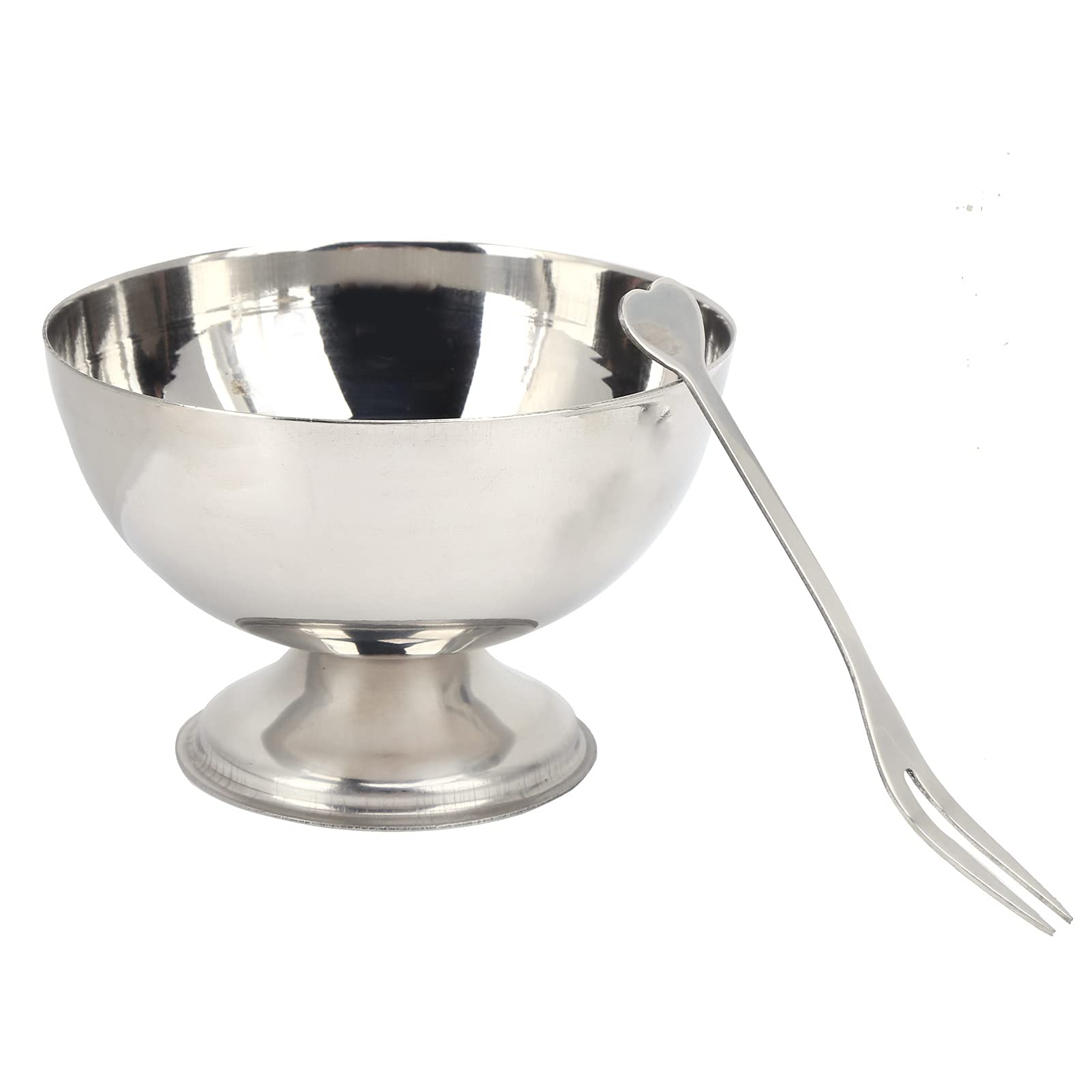 Stainless Steel Dessert Bowl with a Fork, Ice Cream Cup Kitchen Resuable Serving Dessert Dish Bowl for Salad Fruit Pudding on Hotel Restaurants Home Kitchen