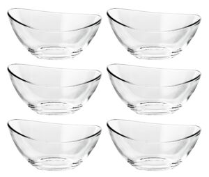 barski european glass round individual bowl - wavy top (set of 6), 5.5", clear