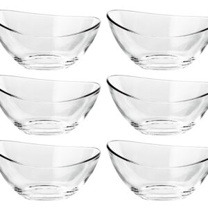 Barski European Glass Round Individual Bowl - Wavy Top (Set of 6), 5.5", Clear