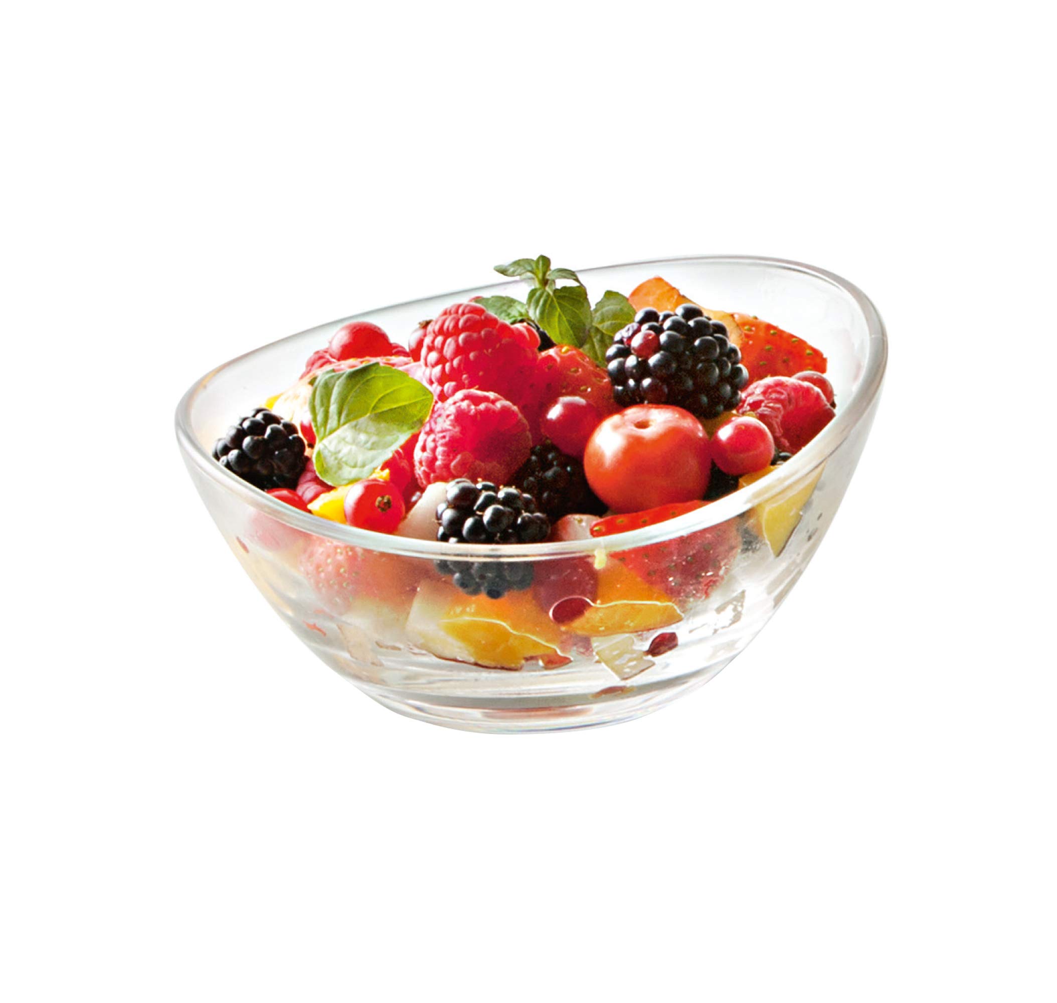 Barski European Glass Round Individual Bowl - Wavy Top (Set of 6), 5.5", Clear