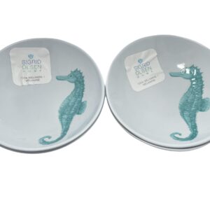 Sigrid Olsen Home Seahorse Bowl Set 4 Pieces Blue Green Turquoise 100 Percent Melamine Ocean Nautical, Blue, Green, Turquoise