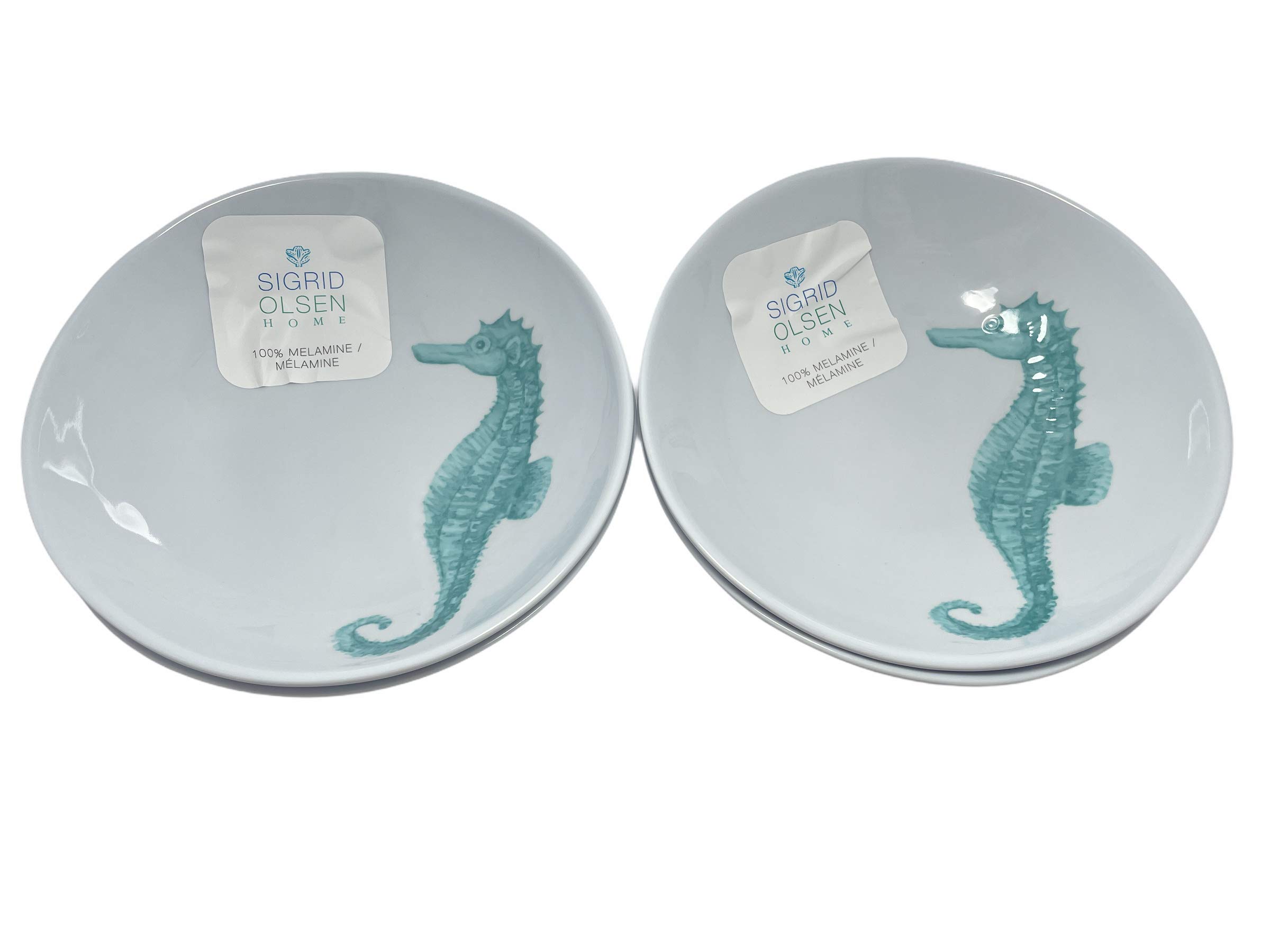 Sigrid Olsen Home Seahorse Bowl Set 4 Pieces Blue Green Turquoise 100 Percent Melamine Ocean Nautical, Blue, Green, Turquoise