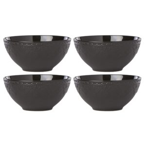 lenox black chelse muse fleur matte 4-piece bowl set, 3.10 lb