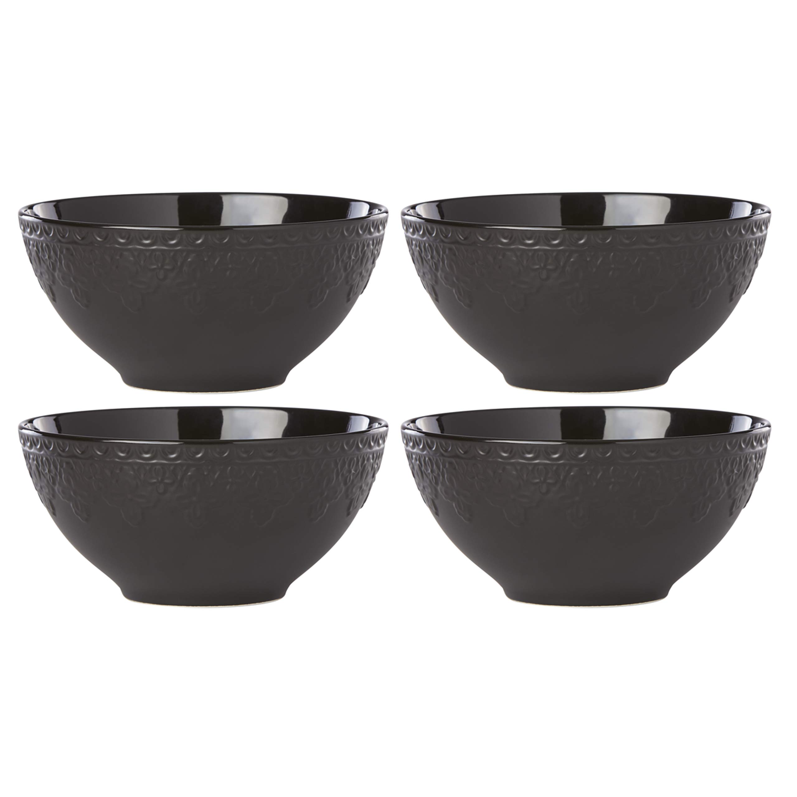 Lenox Black Chelse Muse Fleur Matte 4-Piece Bowl Set, 3.10 LB