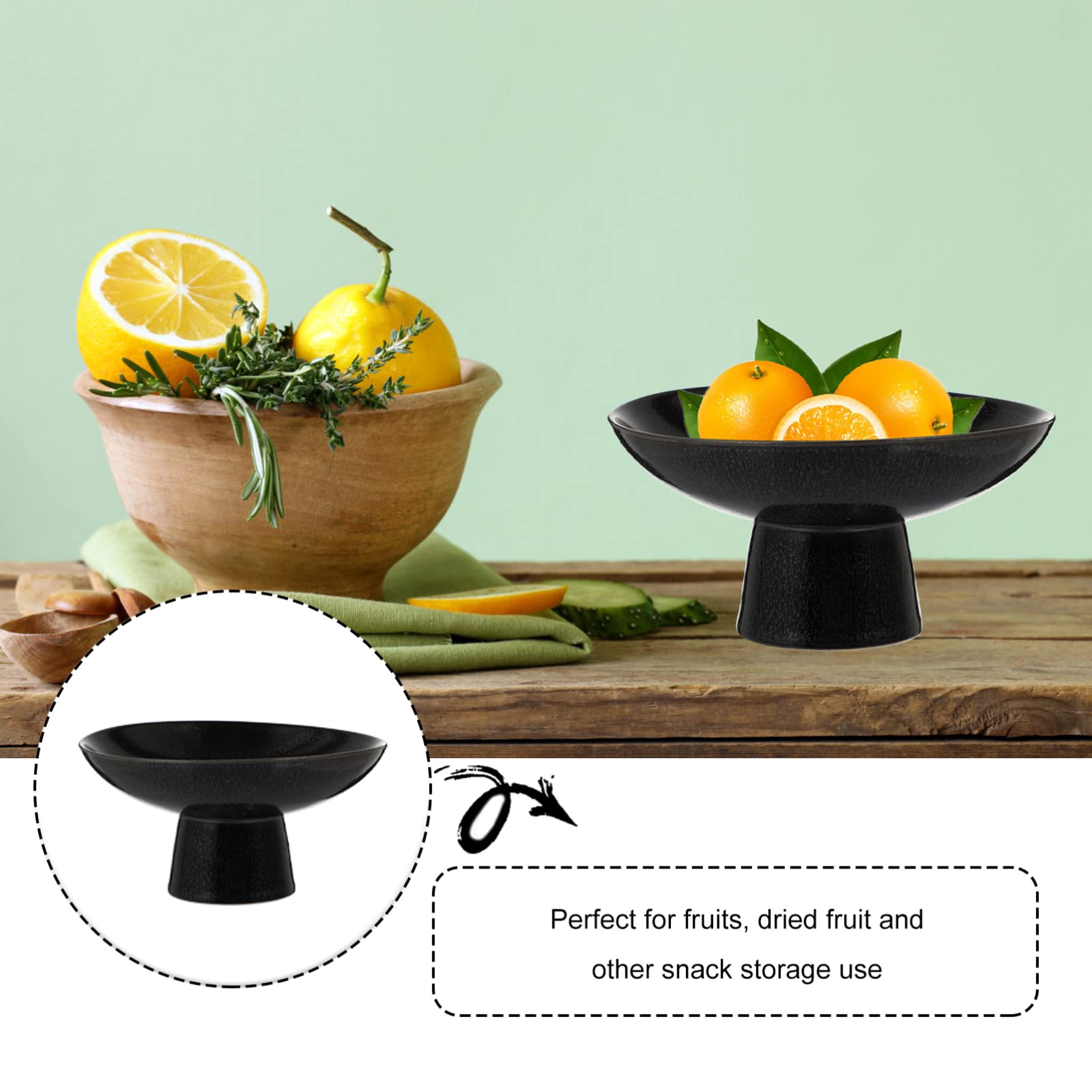 DOITOOL Fruit Bowl for the Counters, Ceramic Fruit Berry Bowl Plate, Decorative Fruit Dish Holder Dessert Display Stand for Kitchen Counter Centerpiece Table Decor Serving Fruit Tray (Black)