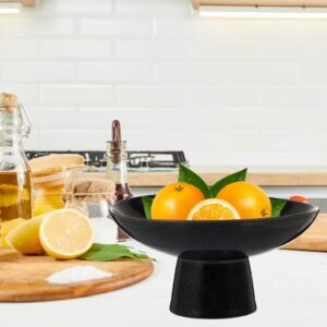 DOITOOL Fruit Bowl for the Counters, Ceramic Fruit Berry Bowl Plate, Decorative Fruit Dish Holder Dessert Display Stand for Kitchen Counter Centerpiece Table Decor Serving Fruit Tray (Black)