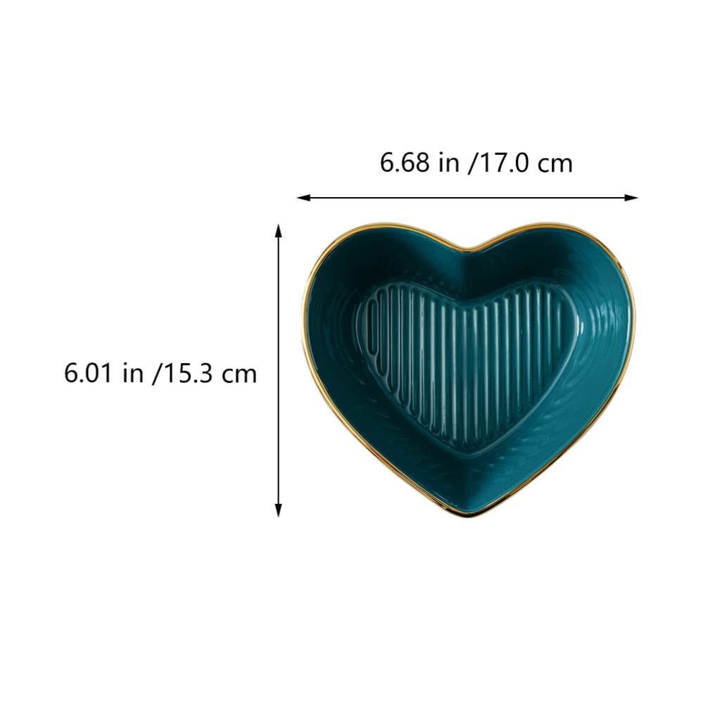 Cabilock White Dinner Plates Heart Shaped Ceramic Bowl: Pudding Bowl Cake Bowl Porcelain Bowls Deep Heart Plates Salad Bowl Fruit Bowl for Desserts Pasta Dinner Green White Dishes