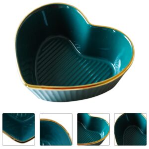 Cabilock White Dinner Plates Heart Shaped Ceramic Bowl: Pudding Bowl Cake Bowl Porcelain Bowls Deep Heart Plates Salad Bowl Fruit Bowl for Desserts Pasta Dinner Green White Dishes