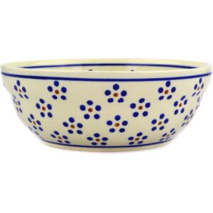 Polish Pottery 6½-inch Bowl (Daisy Dots Theme) + Certificate of Authenticity