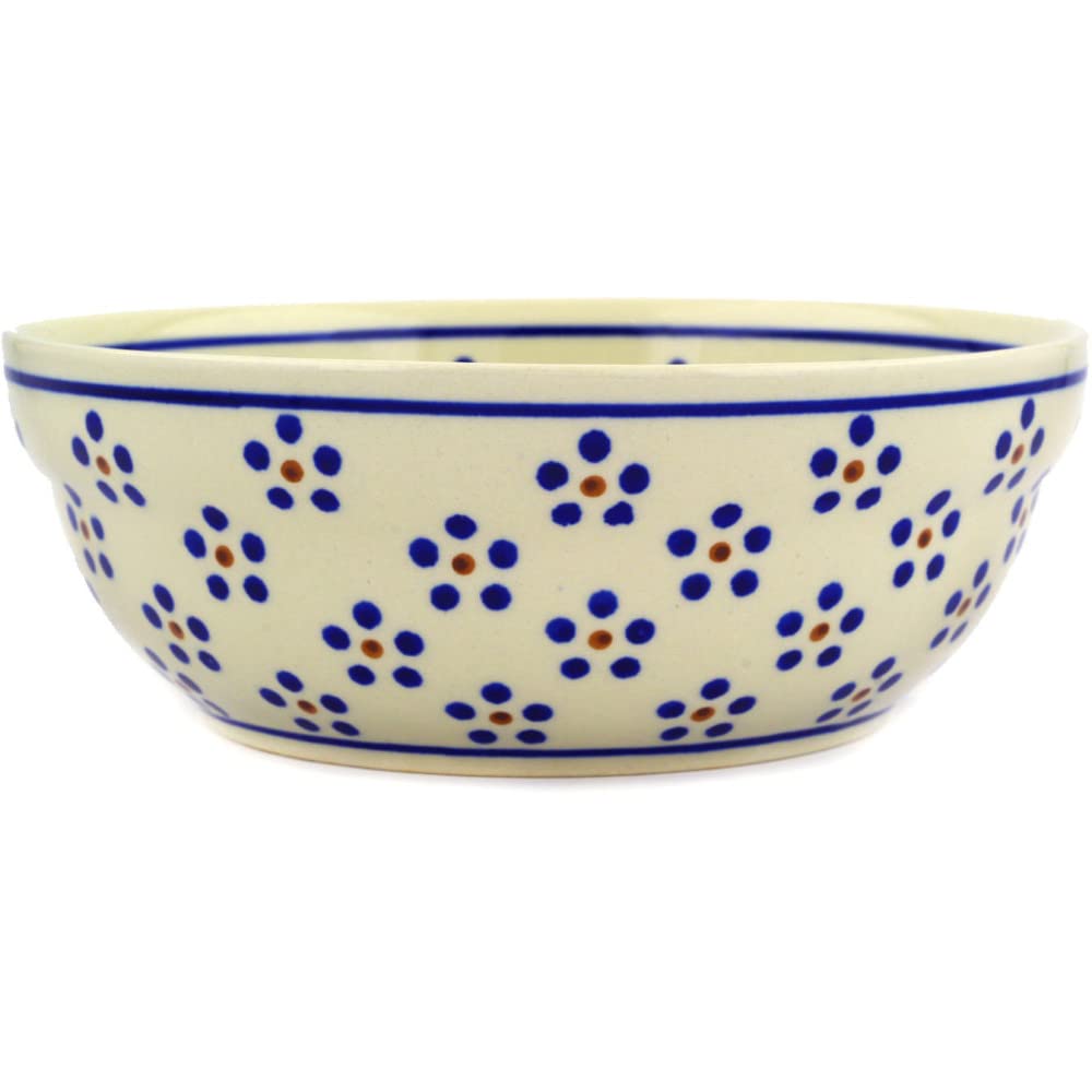 Polish Pottery 6½-inch Bowl (Daisy Dots Theme) + Certificate of Authenticity