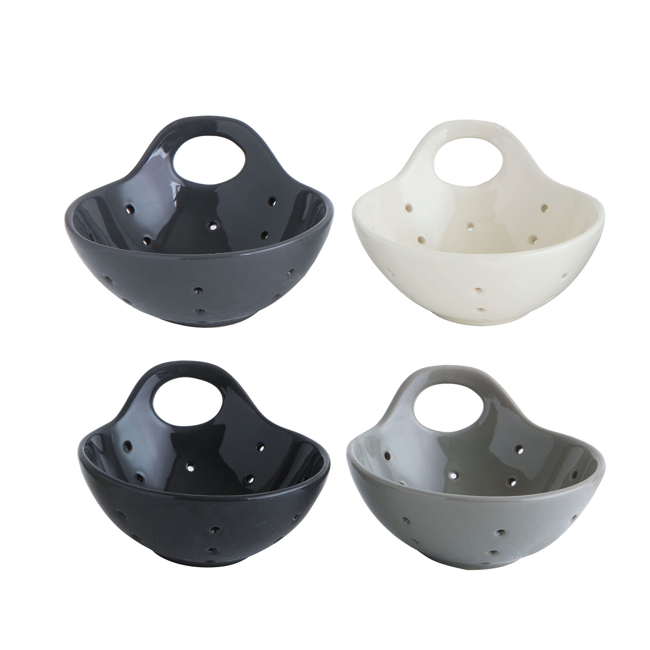 Creative Co-Op Round Stoneware (Set of 4 Colors) Berry Bowls, L x W x H, Multi