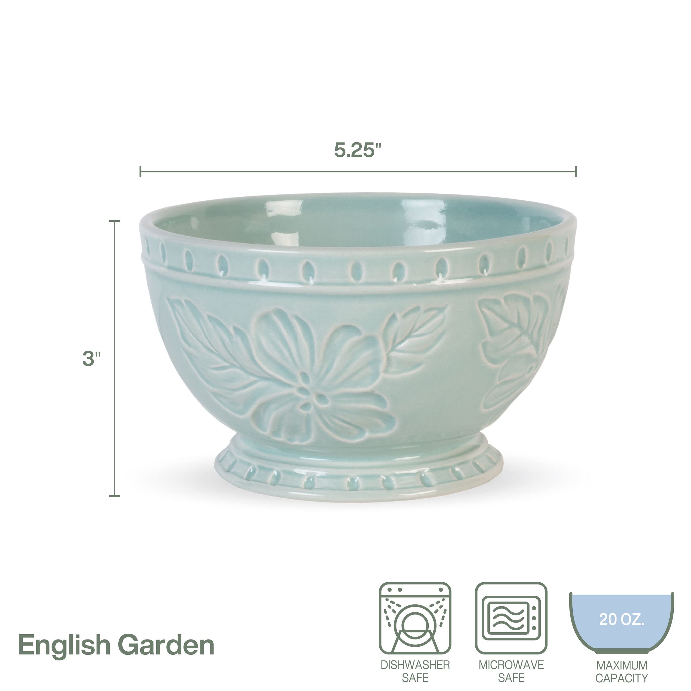 Fitz and Floyd Fitz & Floyd English Garden Soup Cereal Bowl, Blue, Set of 4