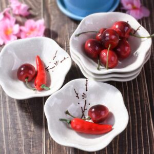 Whitenesser Japanese Style Side/Soy Sauce Dishes Set of 5, Asian Small Plates, Soy Sauce Dish Cream Soup Bowl And Saucer(White)