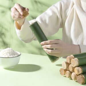 WellieSTR (Outer Dia.3~3.5cm 10Sets Fresh Handmade Natural Mini Bamboo Wrapped Sticky Rice Steamer,Chinese Snack Tool, Banboo Tubes,Zongzi ZhuTongFan