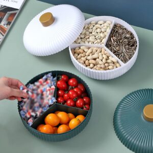 Ochine Snack Box Candy Dish Snack Tray Candy Box Storage Tray Serving Platter Round Fruit Plate Serving Dish Tray Snack Organizer Container with Lid for Home Office Wedding Christmas Party