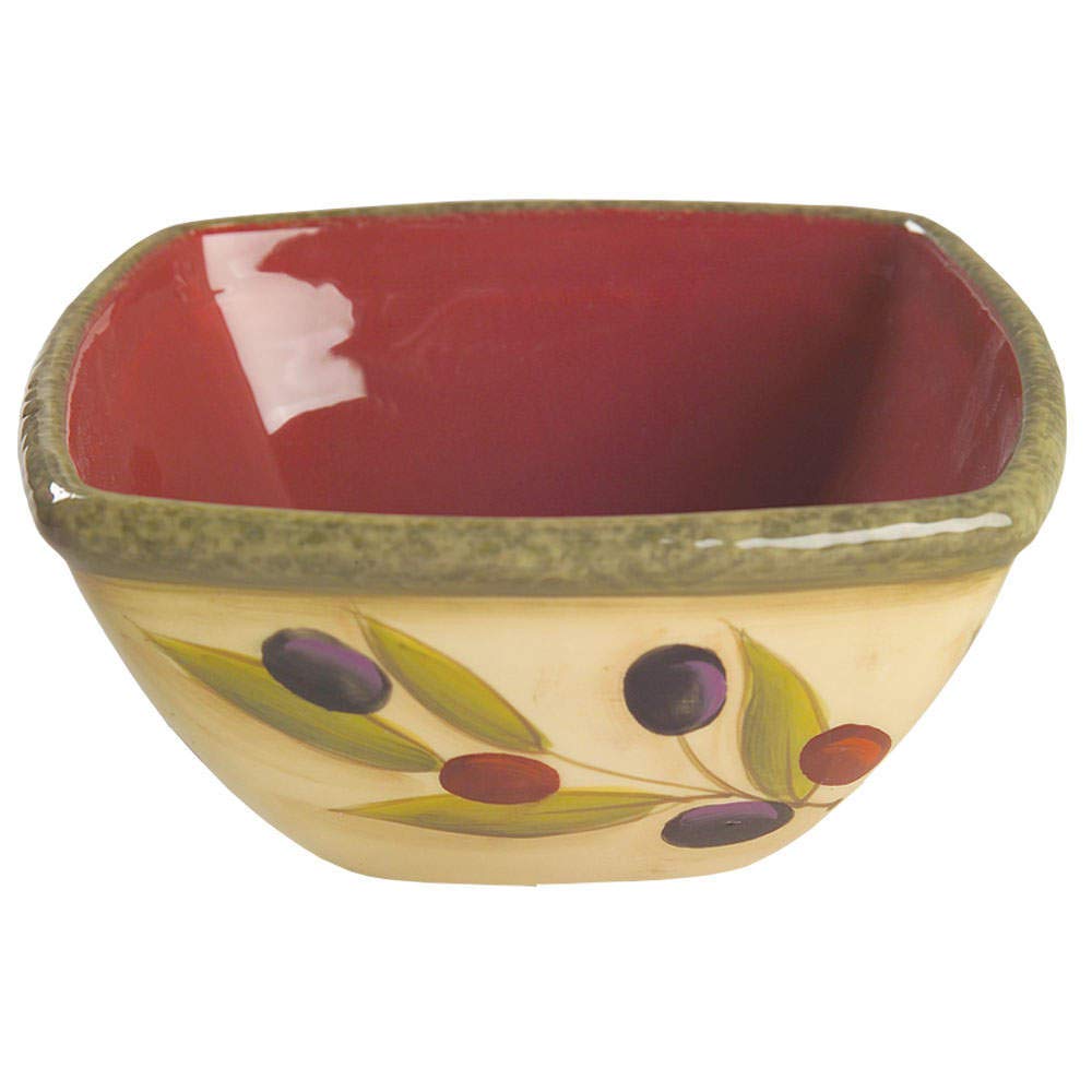 Clay Art Antique Olive Square Soup Bowl