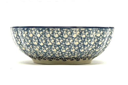 Polish Pottery Bowl - Shallow Scalloped - Small - Holly Berry