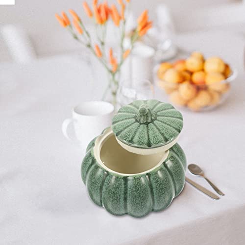 GANAZONO Candy Bowl Ceramic Pumpkin Soup Bowl with Lid Porcelain Dessert Bowl Decorative Casserole Kitchen Stew Pot Cereal Bowl Dinnerware for Microwave Oven Stove Fall Candy Bowl