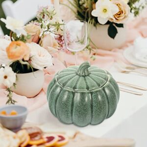 GANAZONO Candy Bowl Ceramic Pumpkin Soup Bowl with Lid Porcelain Dessert Bowl Decorative Casserole Kitchen Stew Pot Cereal Bowl Dinnerware for Microwave Oven Stove Fall Candy Bowl