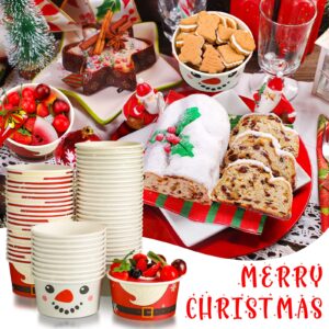 Hotop 72 Pack 16 oz Christmas Snack Cups Disposable Ice Cream Cups Yogurt Paper Bowls Dessert Cups Santa Snack Candy Cups Snowman Sundae Cups Christmas Paper Bowls for Party Supplies (Cute Style)