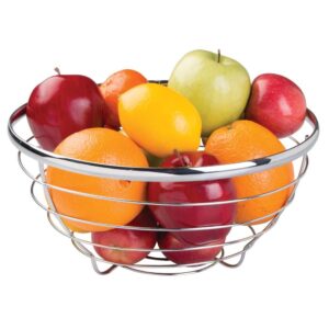 idesign axis metal fruit bowl centerpiece for kitchen and dining room countertops, tables, buffets, refrigerators, 12" x 12" x 6", chrome