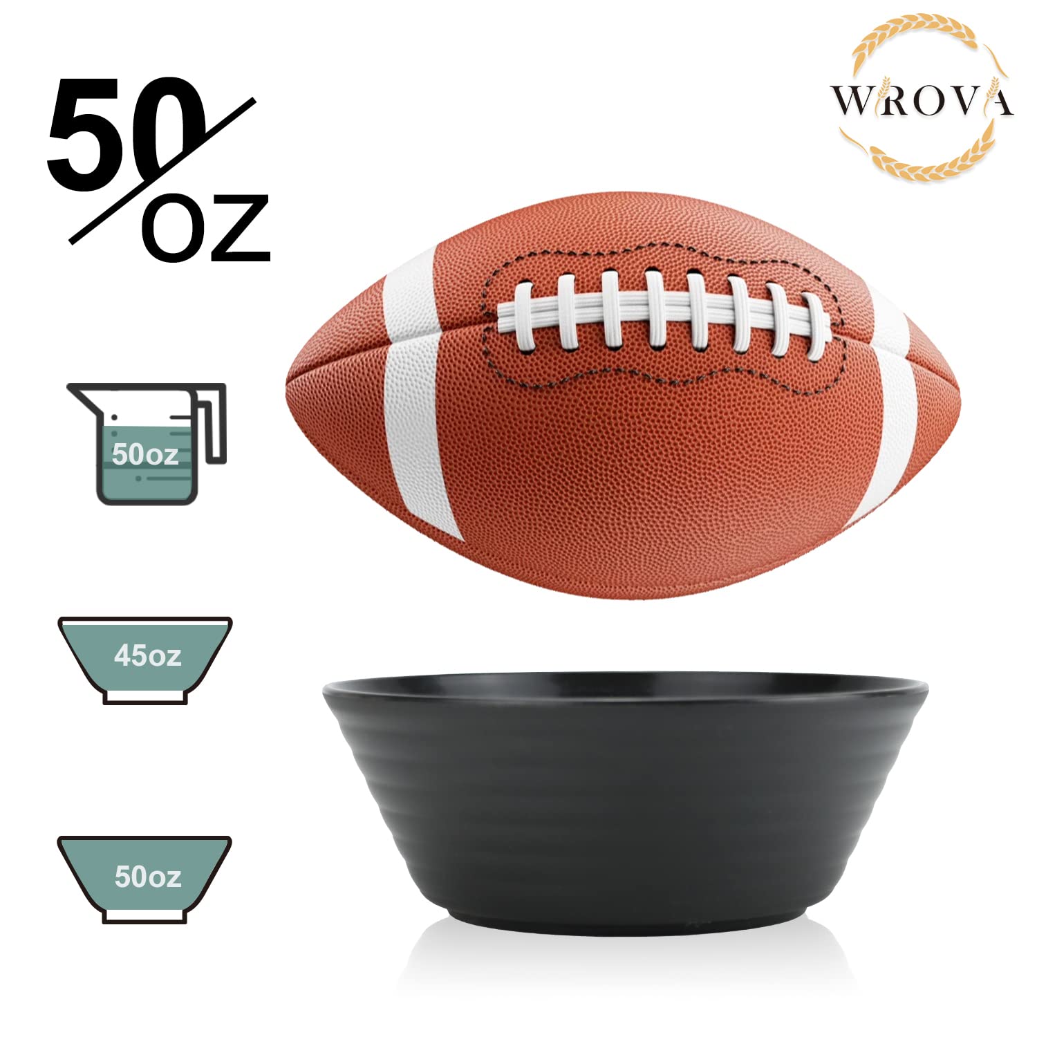 Wrova Wheat Straw Bowl Sets,6 PCS Unbreakable Cereal Bowl 50 OZ，Microwave and Dishwasher Safe Bowls,Super Big Bowl Sets BPA Free Eco Friendly Bowl for Serving Cereal,Oatmeal and Salad (Classic Series)