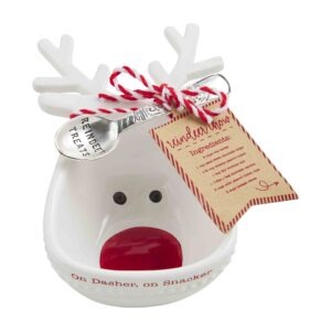 mud pie christmas dip bowl set, 5.75" x 3.8", reindeer